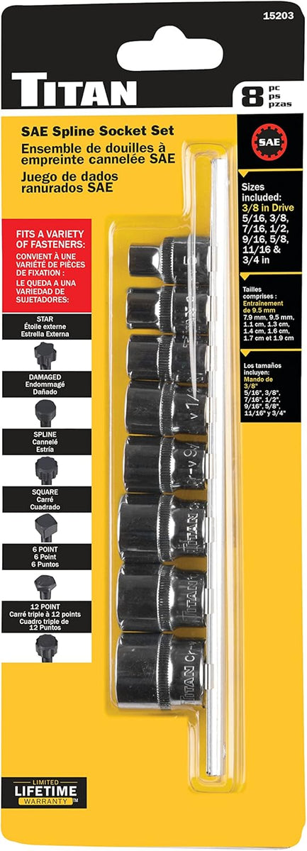 Titan 15203 8-Piece 3/8-Inch Drive SAE Spline Socket Set – ZeeBooth