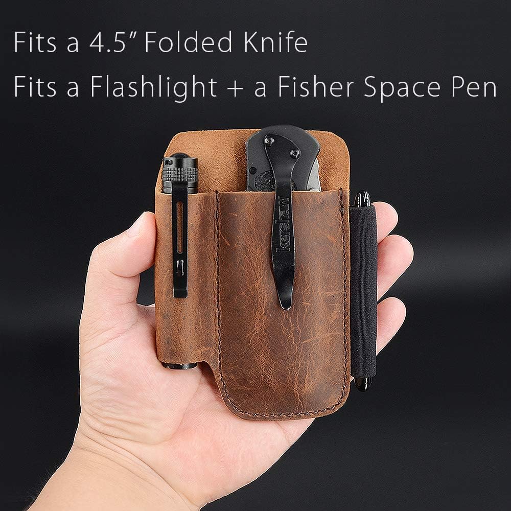 diodrio EDC Leather Knife Sheath Organizer Pouch with Pen Loop, Full ...