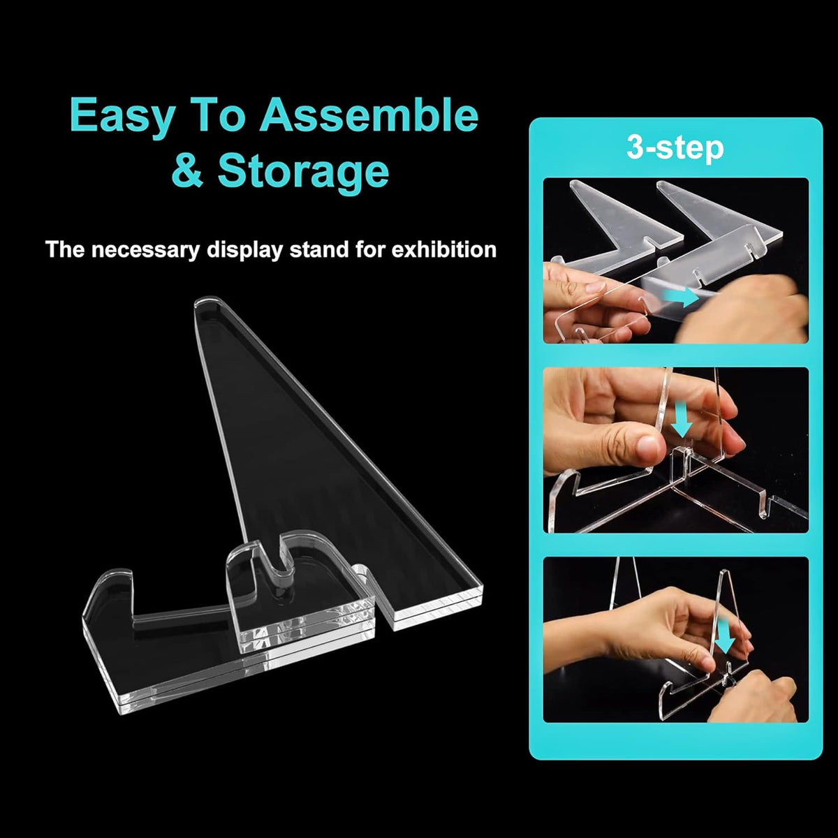 Assemble Acrylic Display Stand with Ledge, 8 inch Clear Book Display ...