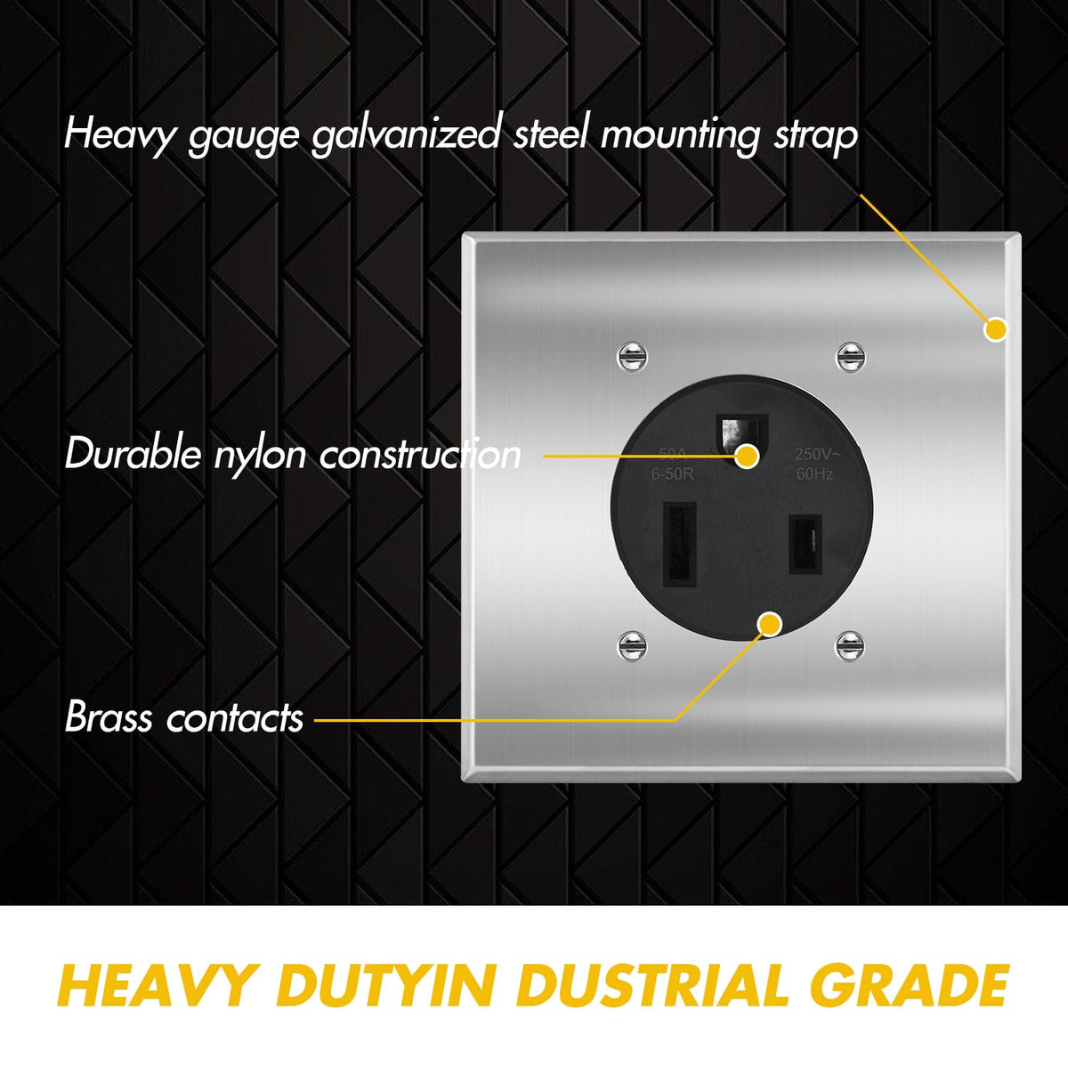 50 Amp 250V NEMA 6-50R Power Outlet, Heavy-Duty 50A Receptacle, for ...