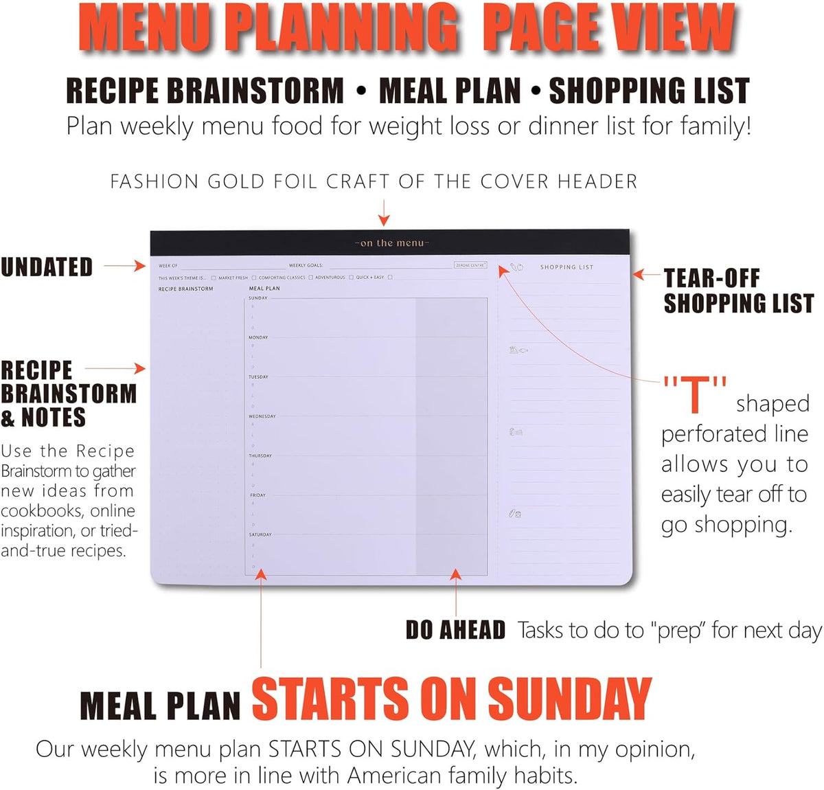 Weekly Meal Planner with Recipes and Grocery List Magnetic Notepad For ...