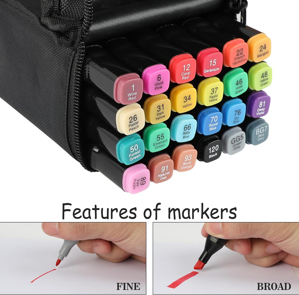 Dabo&Shobo 24 Colors Alcohol Markers, Drawing Markers, Dual Tip Art ...
