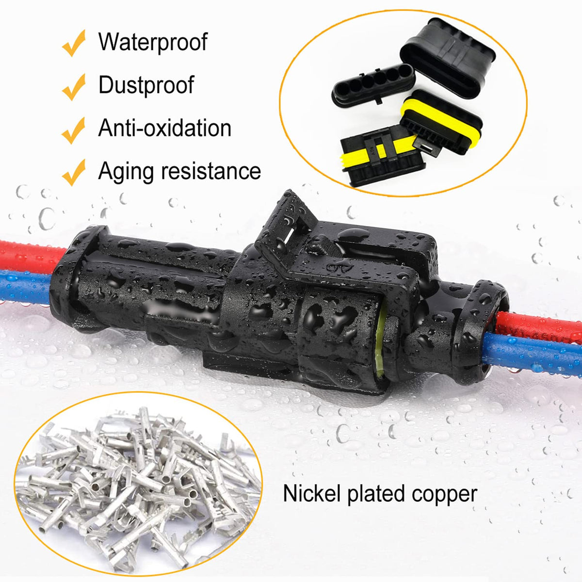 20 Kits 2 Pin Connector Automotive Electrical Connectors Quick Connect ...