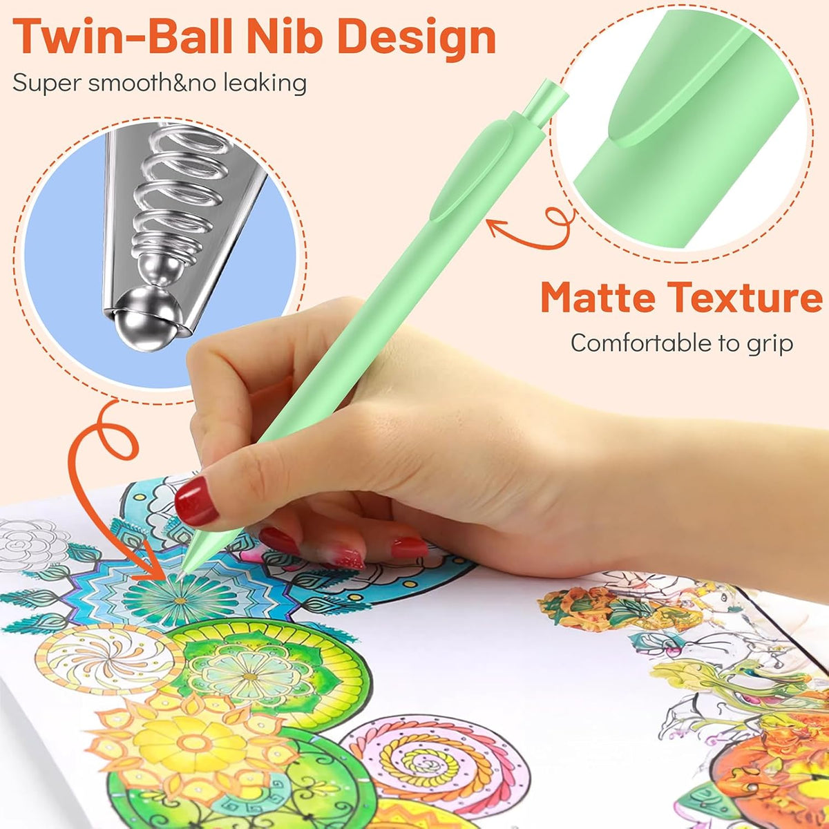 Retractable Colored Gel Pens 0.5MM Fine Point, 10 Pastel Assorted Color ...