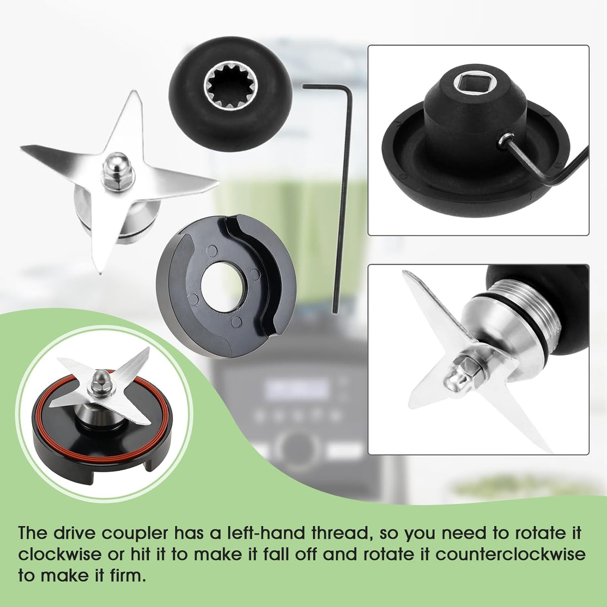 Vitamix Compatible Blender Blade Replacement Kit - 4 Wet Blades, Wrench ...