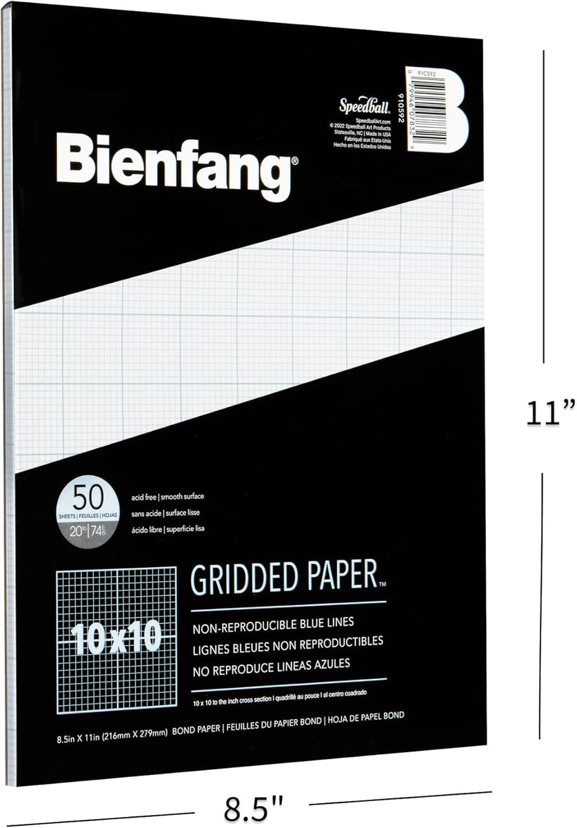 Bienfang Designer Grid Graph Paper Pad, 10x10 Cross Section, 8.5 x 11 ...