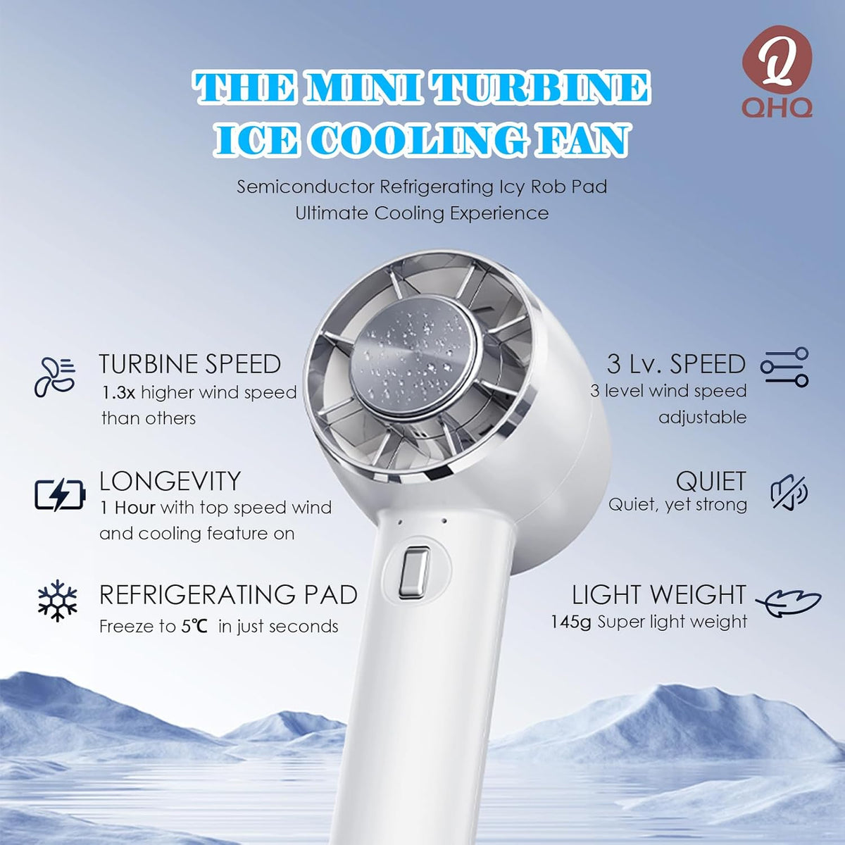 Ice Cooling Handheld Fan, Refrigerating Ice Cooling Pad Built-in Mini ...