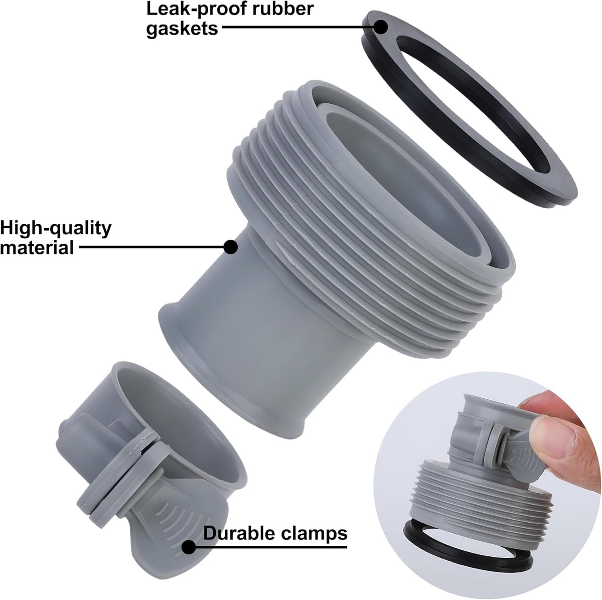 4 Pack Pool Hose Adapter Type B Hose Adapters Pool Hose Connector B Kit ...