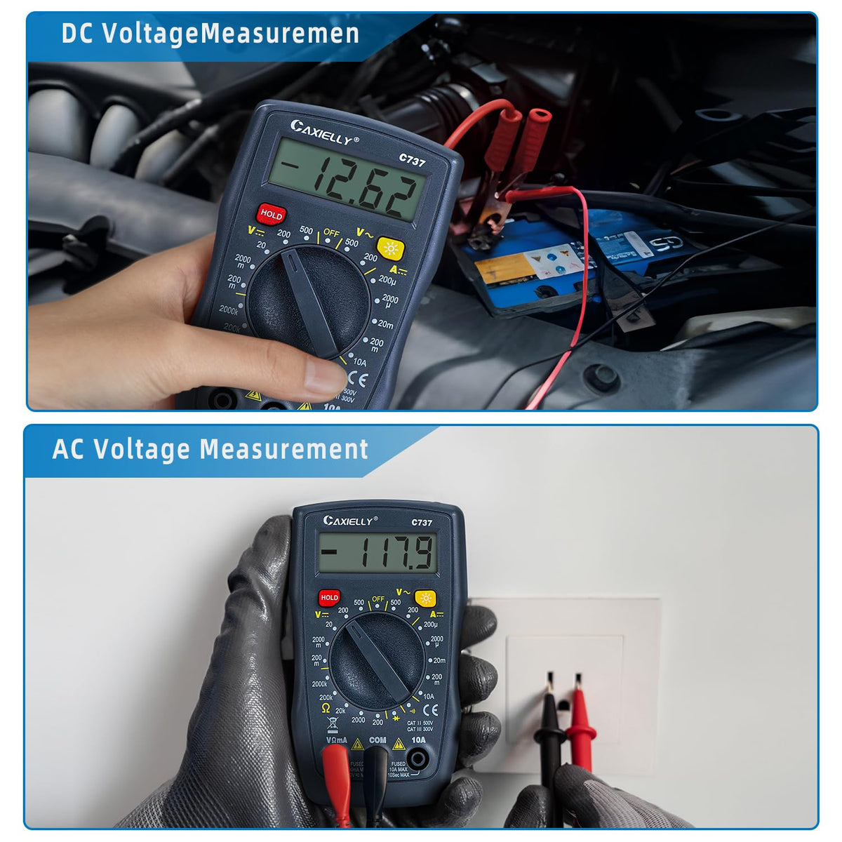 Multimeter Tester 2000 Counts Digital Multimeter with DC AC Voltmeter ...