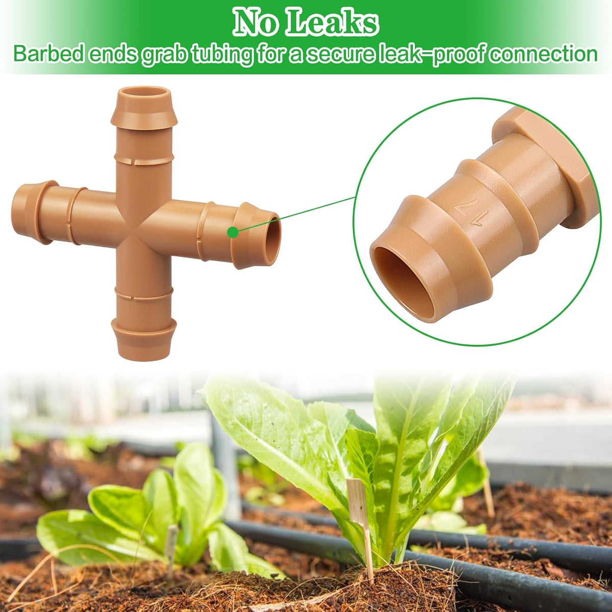 12 Pieces Drip Irrigation Barbed Cross Fittings? 1/2 Inch Drip Line 4 ...