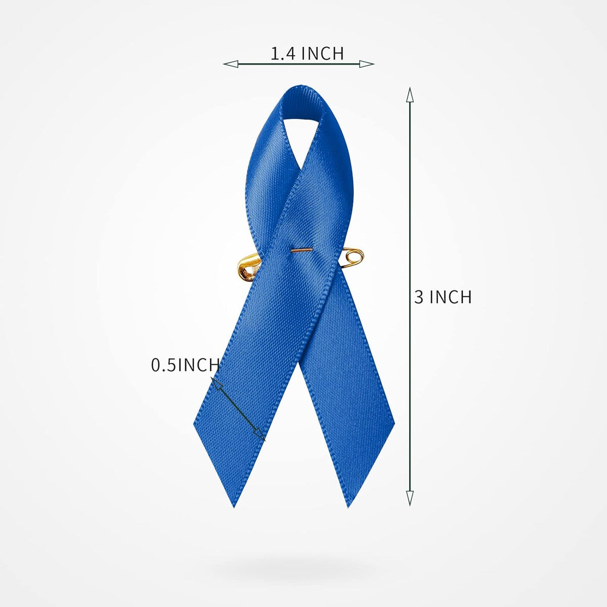 200 Pieces Blue Satin Awareness Ribbons with Safety Pins 1.4 x 3 inch ...