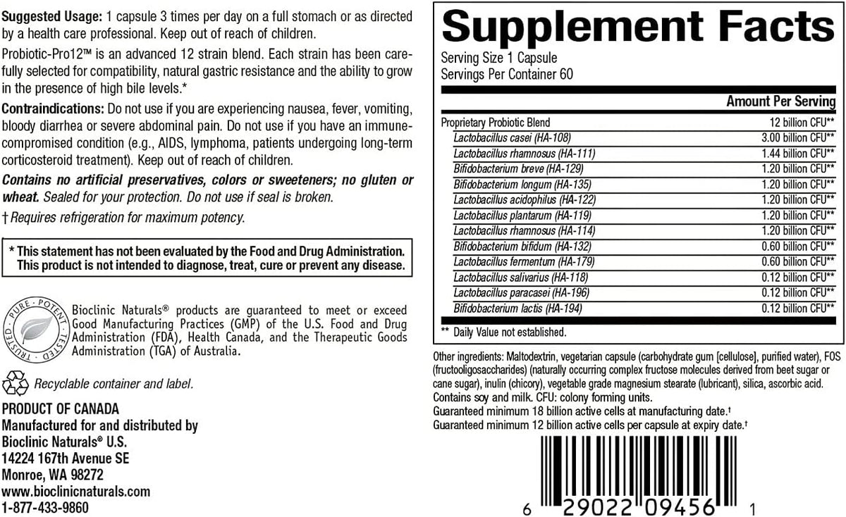 Bioclinic Naturals - Probiotic-Pro 12 60 vcaps – ZeeBooth