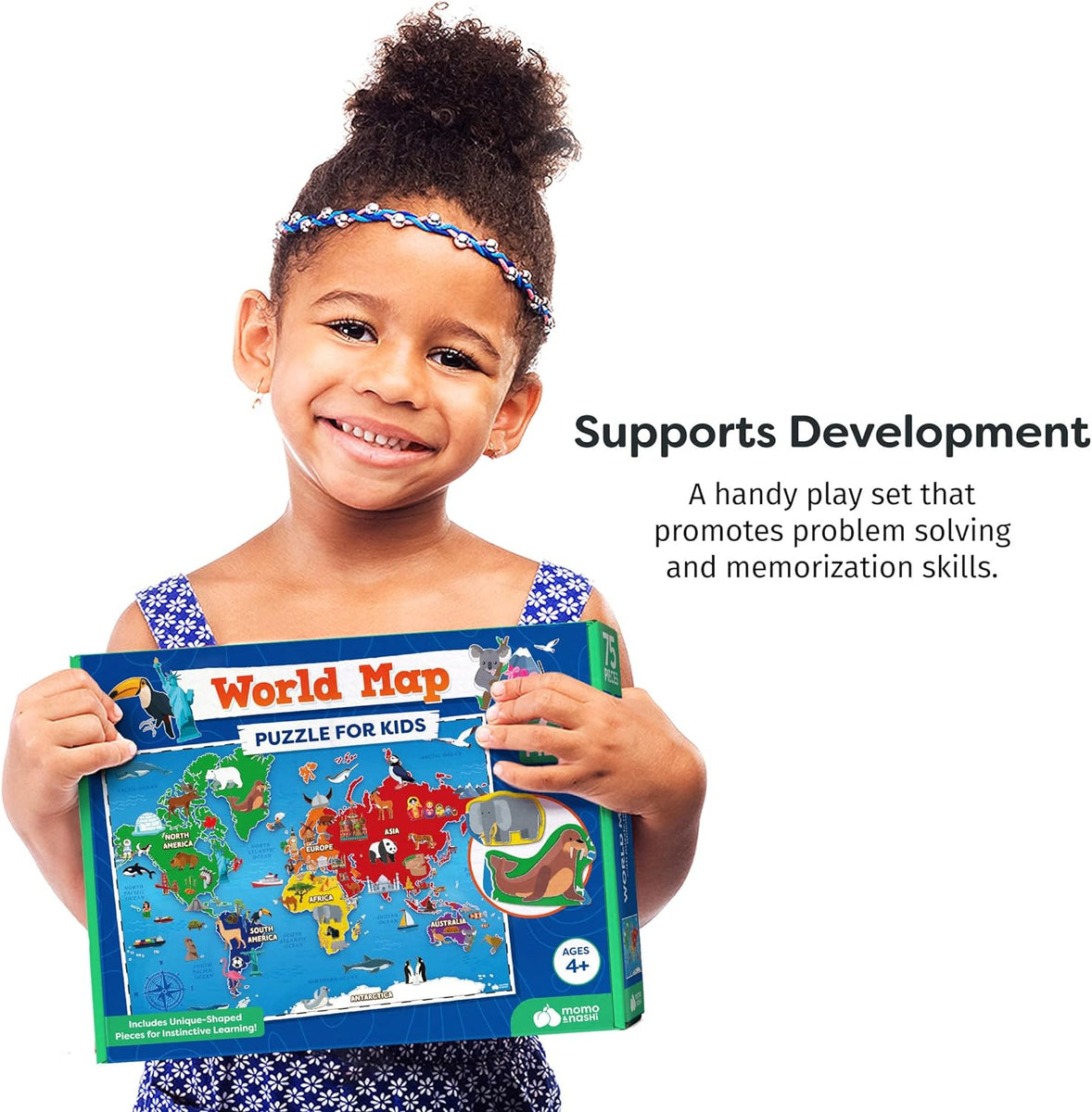 World Map Puzzle for Kids - 75 Piece - World Puzzles with Continents ...