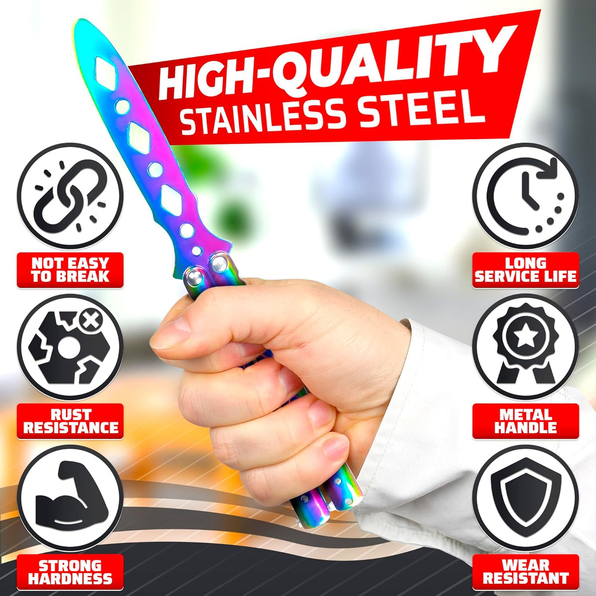 Balisong Practice Butterfly Knife - Stainless Steel Metal Butterfly ...