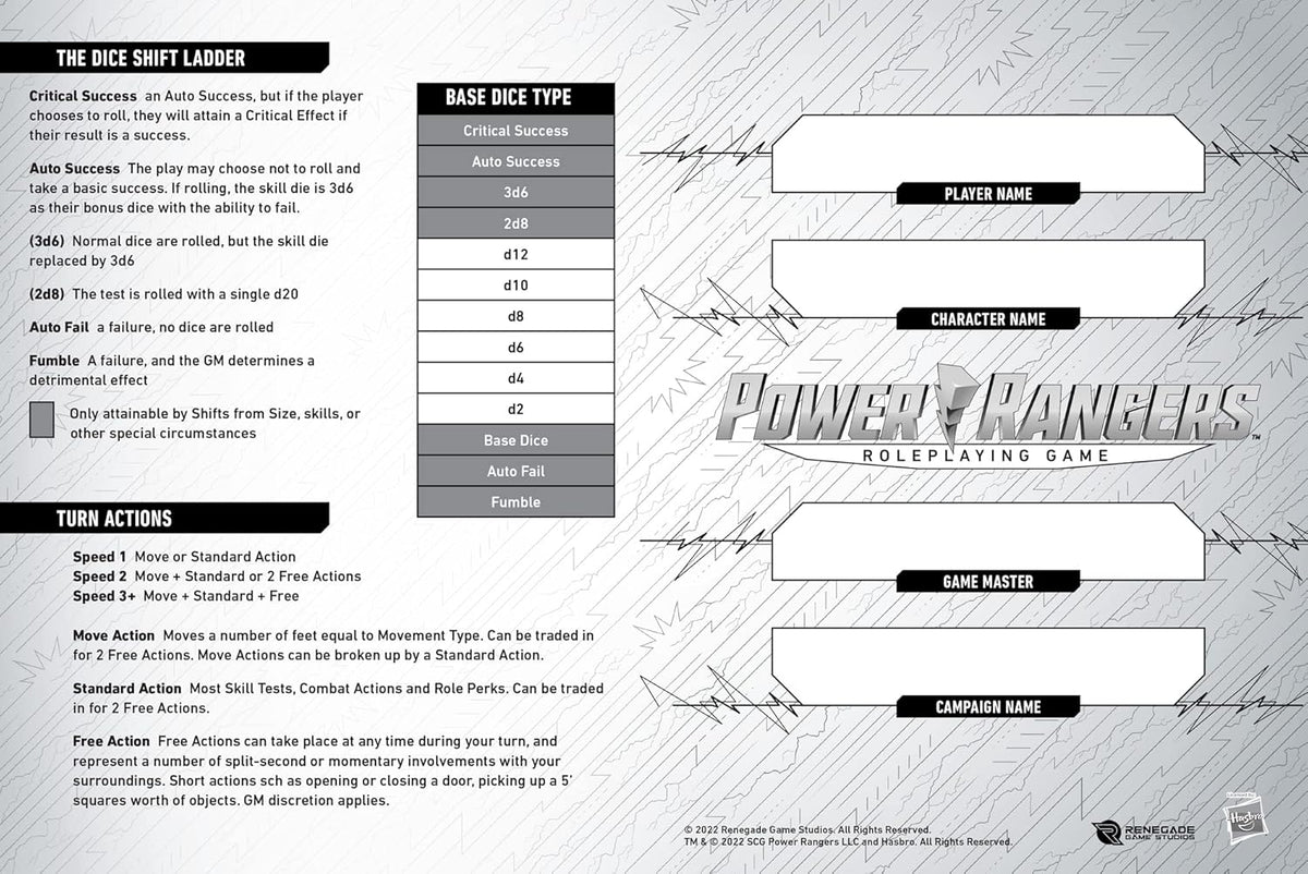 Renegade Game Studios Power Rangers Roleplaying Game Expanded Character ...