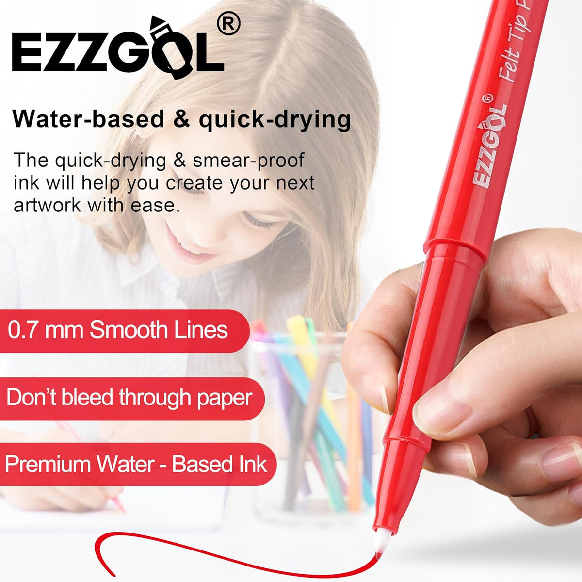 Red Felt Tip Pens, 30 Pack, 0.7mm Premium Medium Fine Point, Felt Tip ...