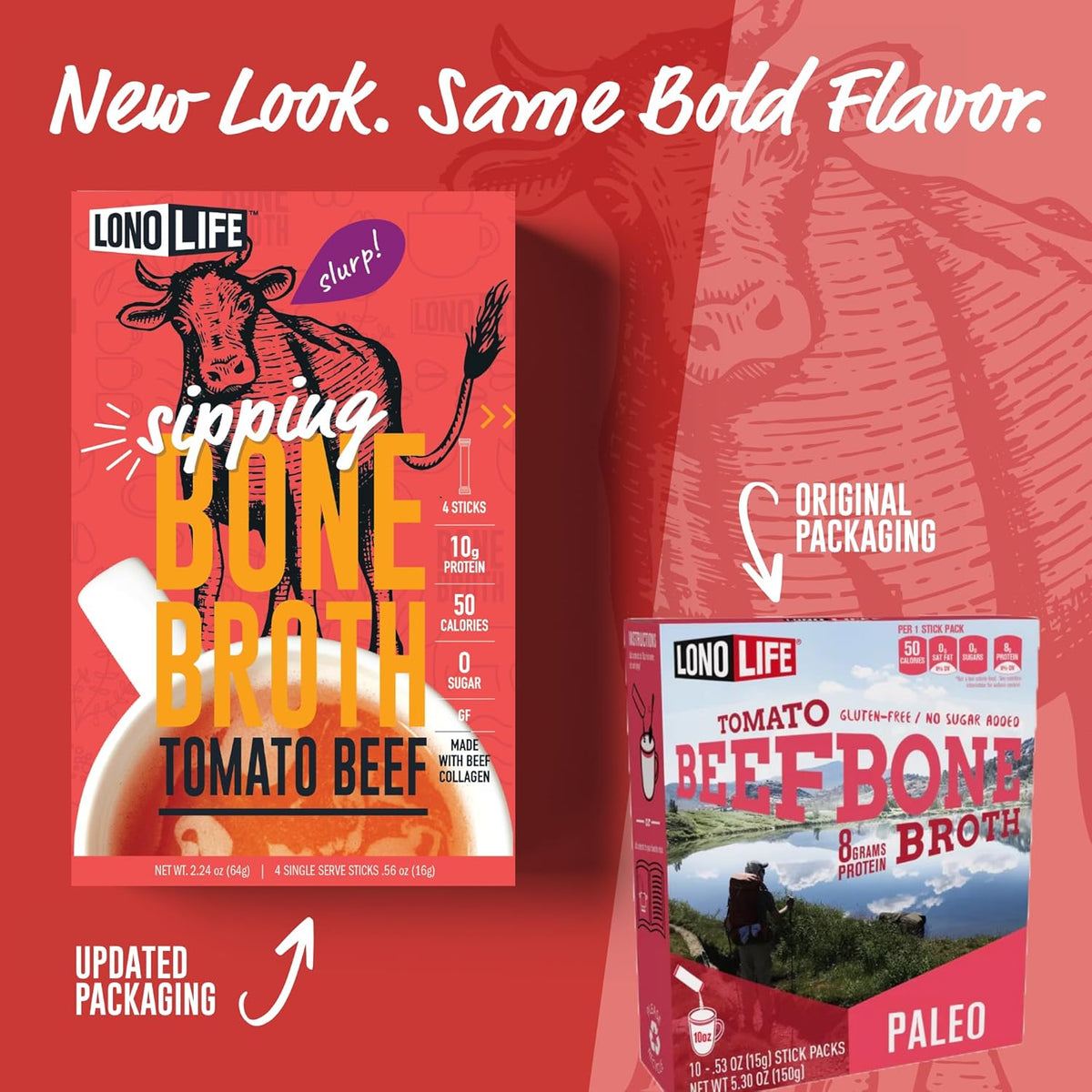 LonoLife Tomato Beef Bone Broth Powder Mix | Grass-Fed, 10g Protein ...