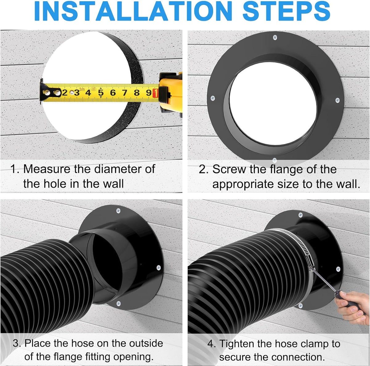 Hon&Guan Duct Connector Flange 6 Inch, Plastic 6 Inch Dust Collection ...