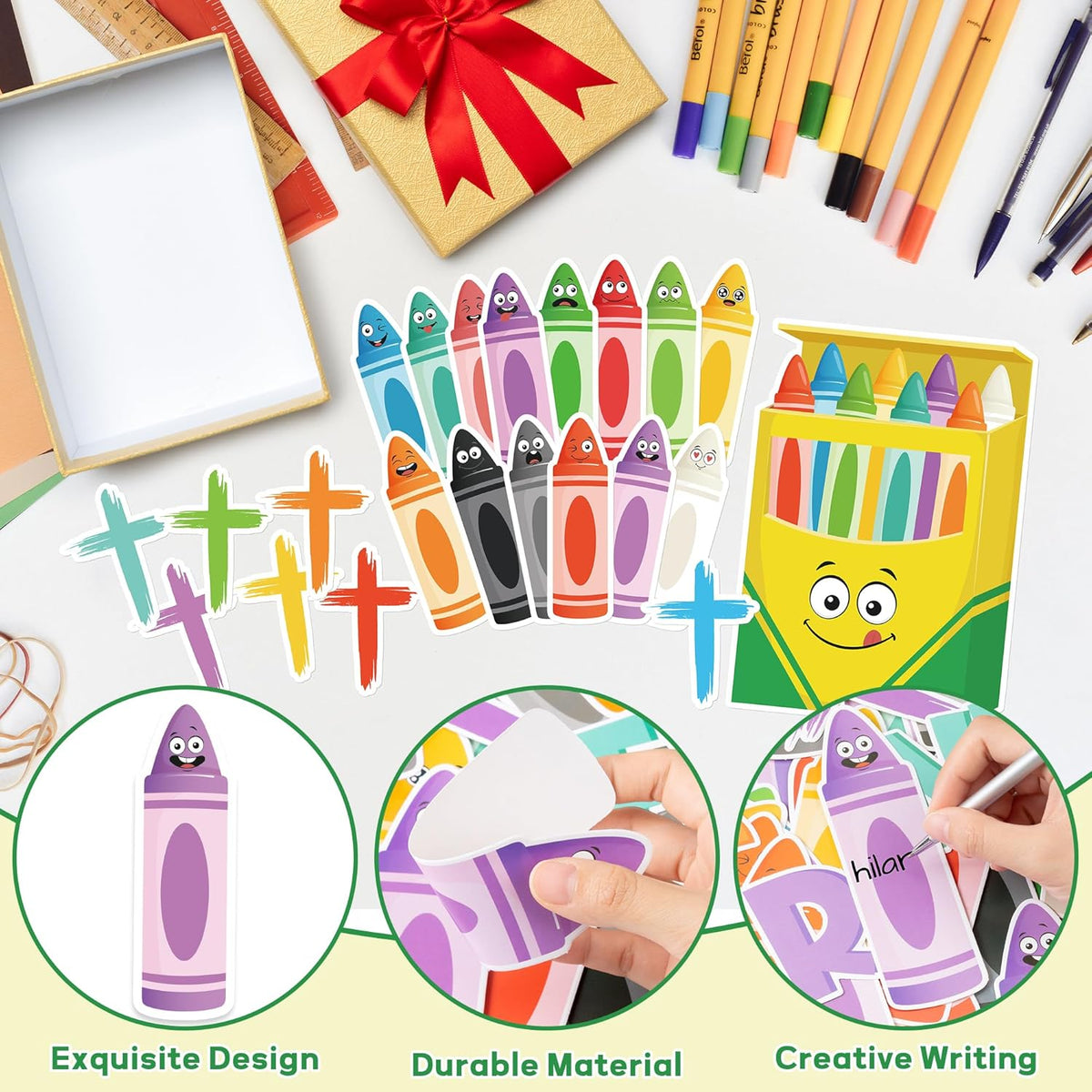 119Pcs Crayon Cutouts Back to School Religious Bulletin Board Classroom ...