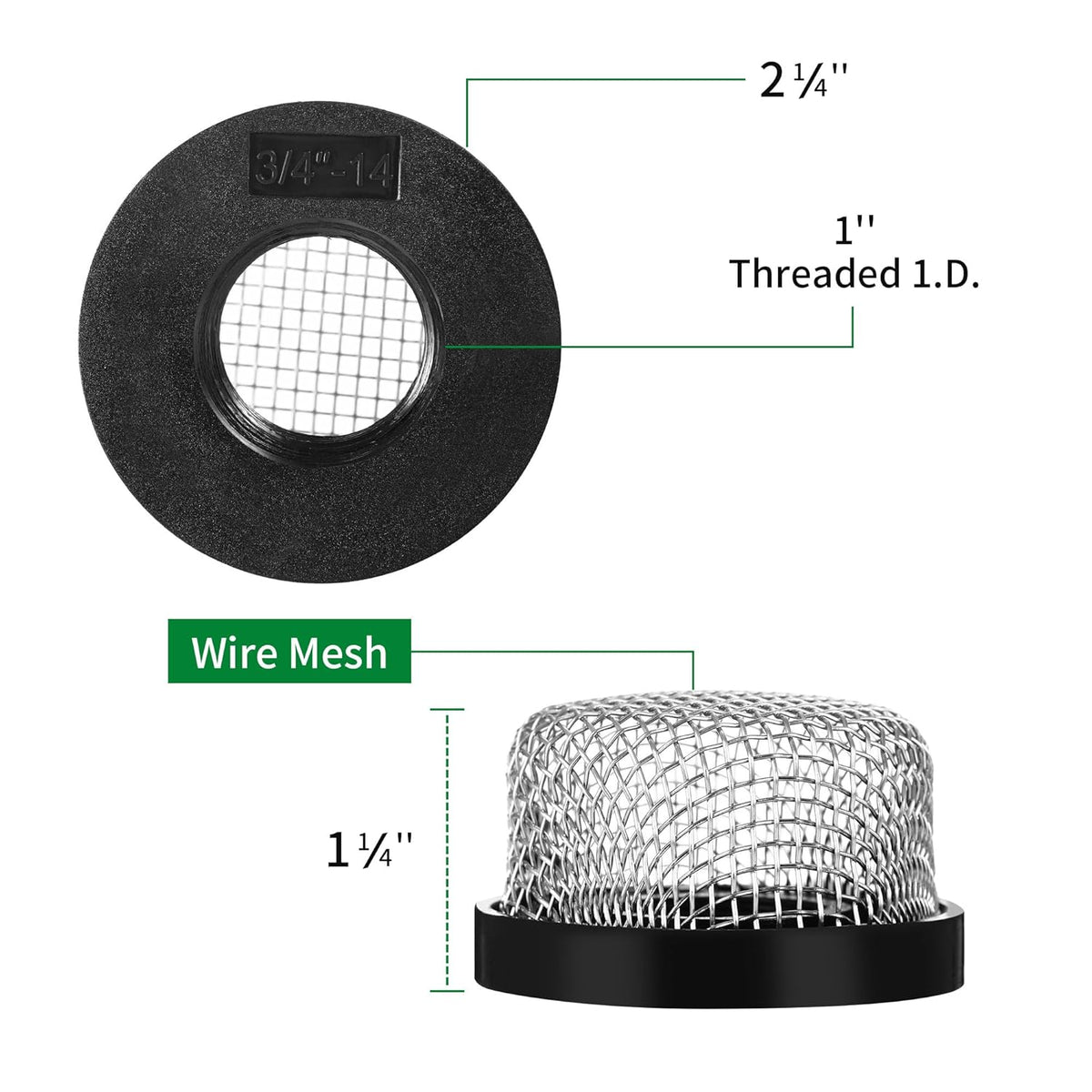 4 Pack Stainless Steel Mesh Strainer, 3/4"-14 Aerator Screen ...