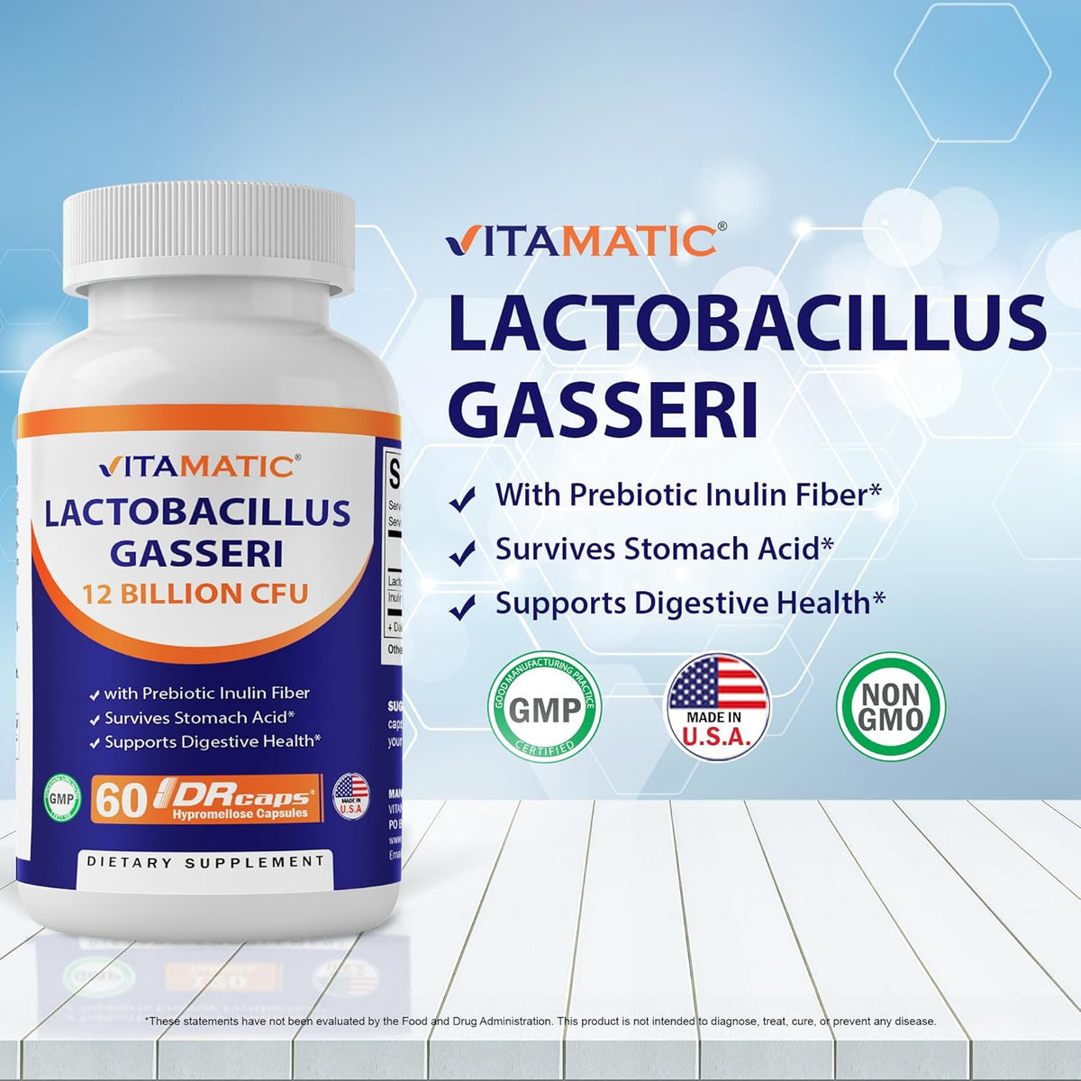 Vitamatic Lactobacillus Gasseri - 12 Billion per DR Capsule - 60 Count ...