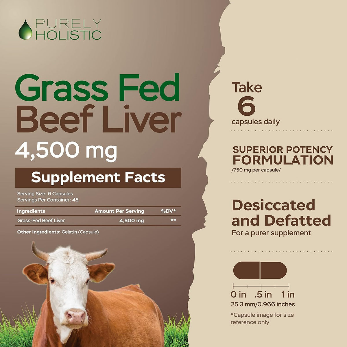 Grass Fed Beef Liver Capsules 4500mg - 270 Capsules, 750mg Each ...
