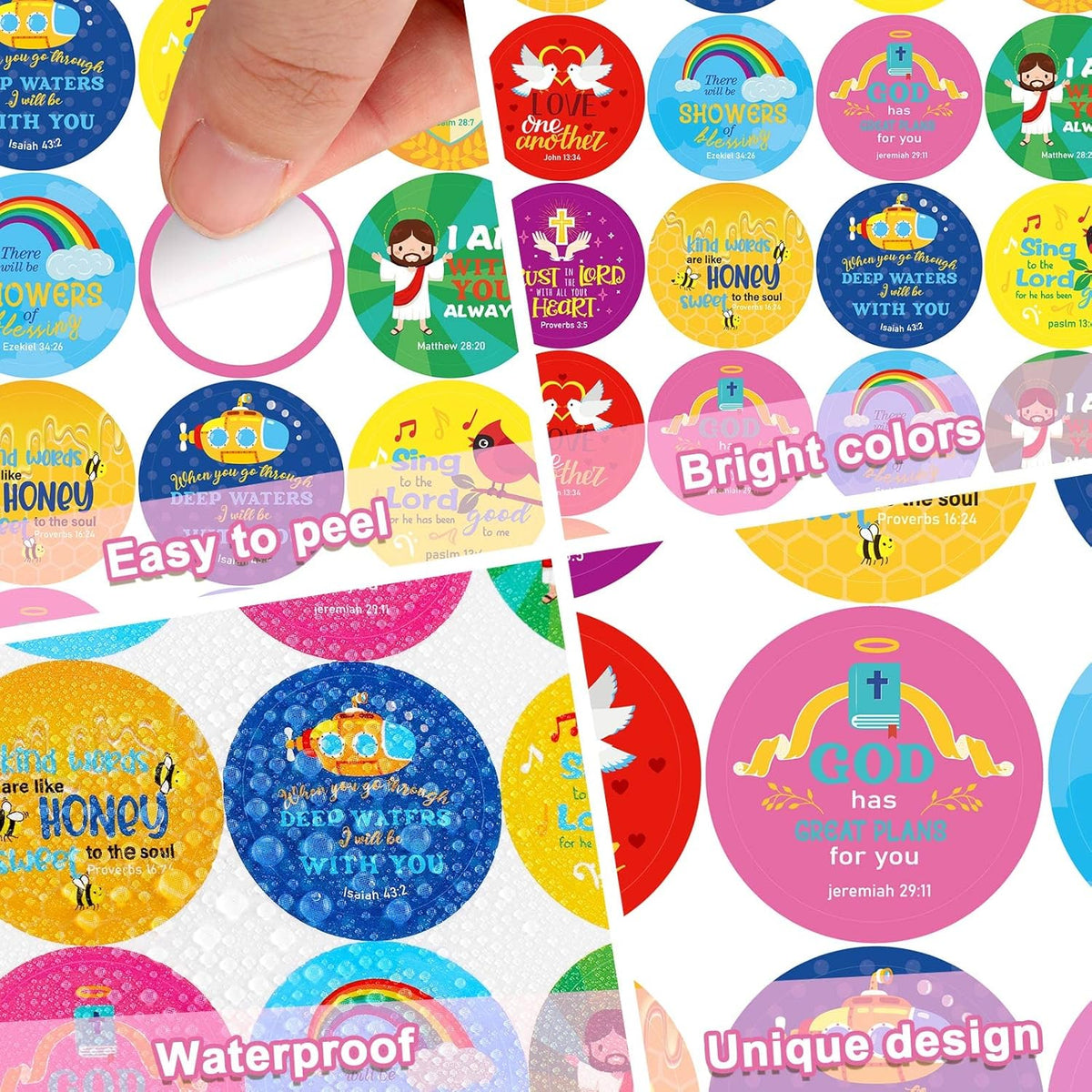 600 Pcs Christian Stickers for Kids Bible Verse Faith Jesus Stickers ...