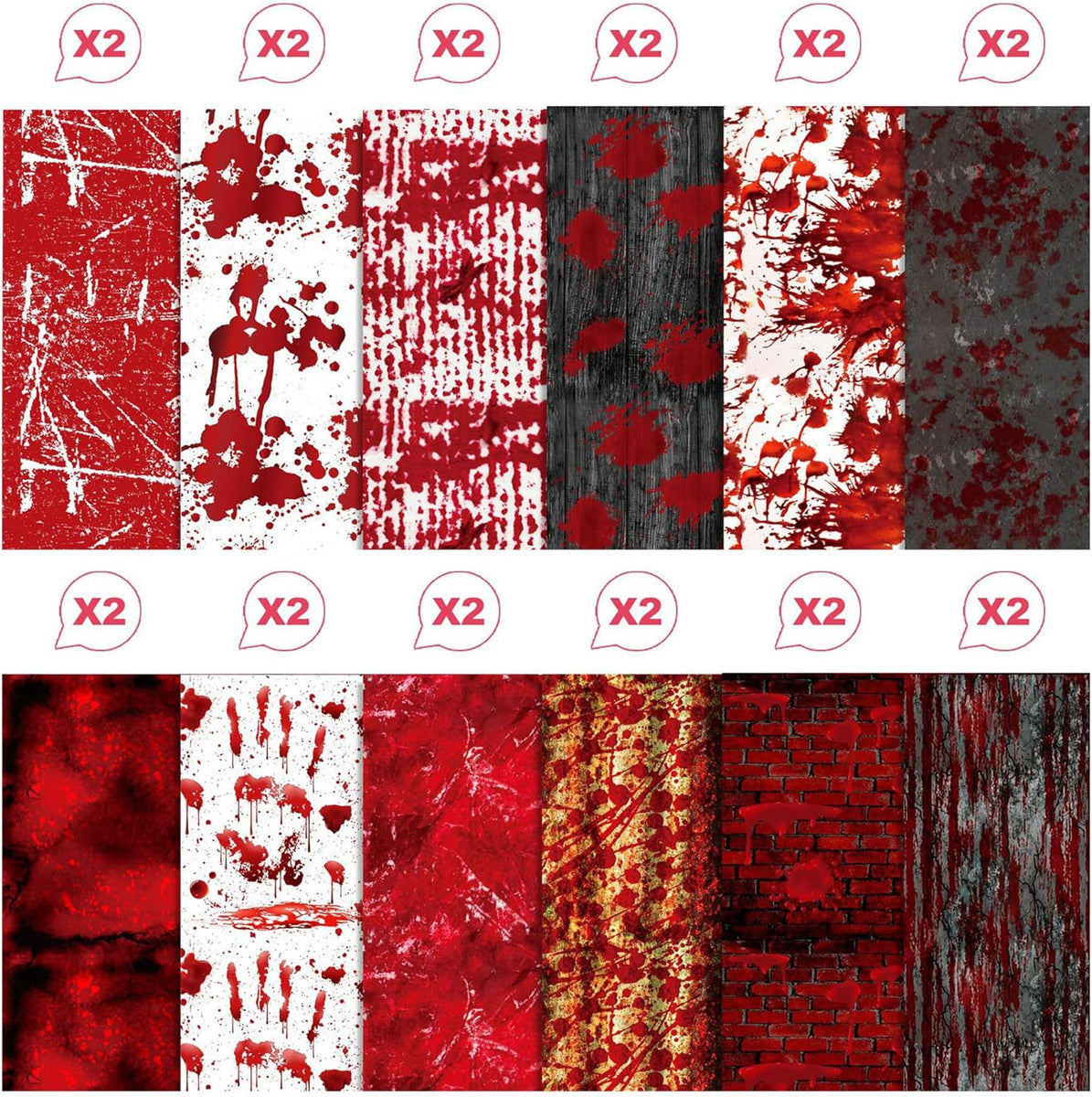 Double - Sided Scrapbook Paper, Halloween Blood Handprint Pattern, 12 ...