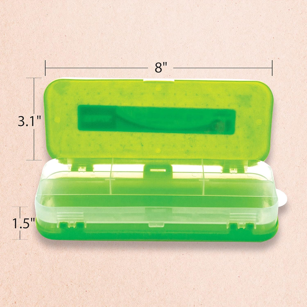 BAZIC Plastic Pencil Case 8" Double Deck Utility Storage Box, Bright ...