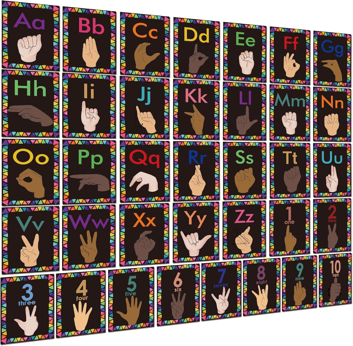 Sign Language Bulletin Board Letters - 36 ASL Alphabet Learning ABC ...