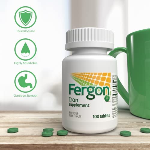 Fergon High Potency Iron Supplement Tablets, 100 Count, Pack of 2 ...