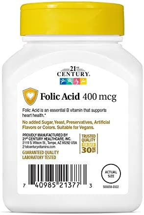 21st Century Folic Acid 400 mcg Tablets, 250 Count – ZeeBooth