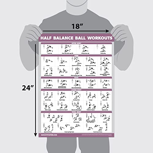 2 Pack: Half Balance Ball Workout Poster + Yoga Ball Exercise Chart ...