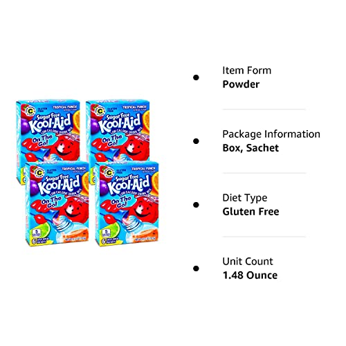 Kool-Aid Sugar Free Low Calorie Drink Mix 6 easy open packets (Pack of ...