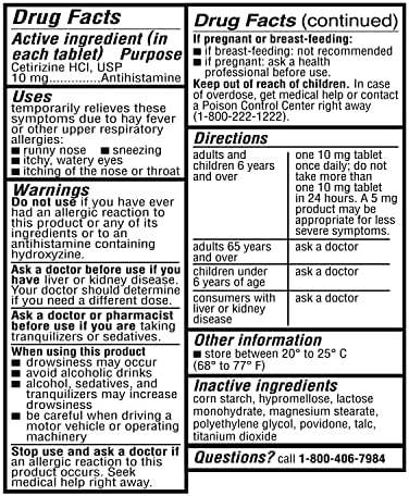 OHM 24-Hour Allergy Medicine (100-Count) Antihistamine for Pollen, Hay ...