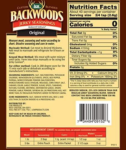 LEM 9152 Backwoods Low Sodium Original Jerky Seasoning (5-Lbs), 80 Oun ...