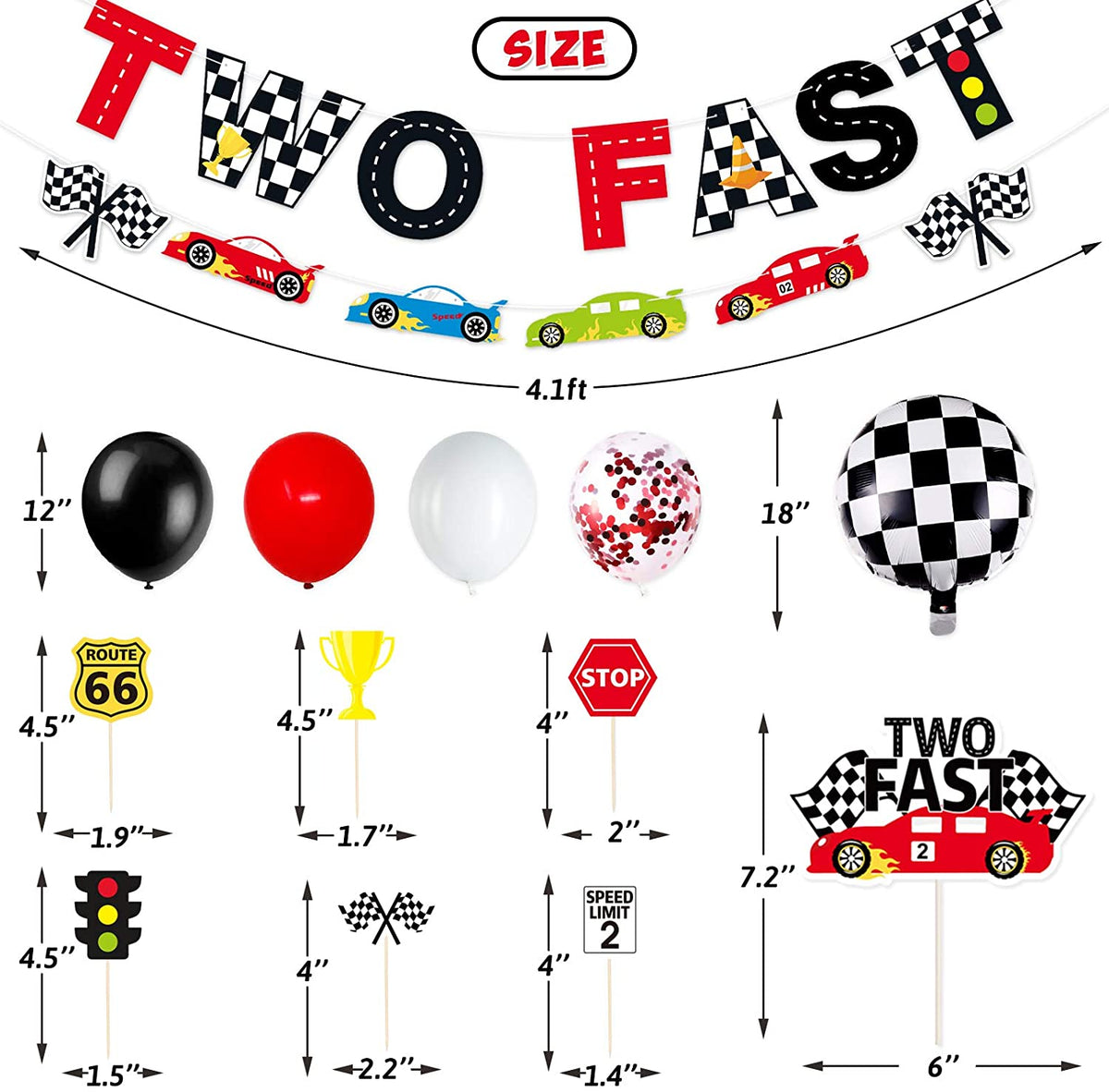 Race Car Two Fast Party Decorations Supplies Racing Theme 2nd Birthday ...